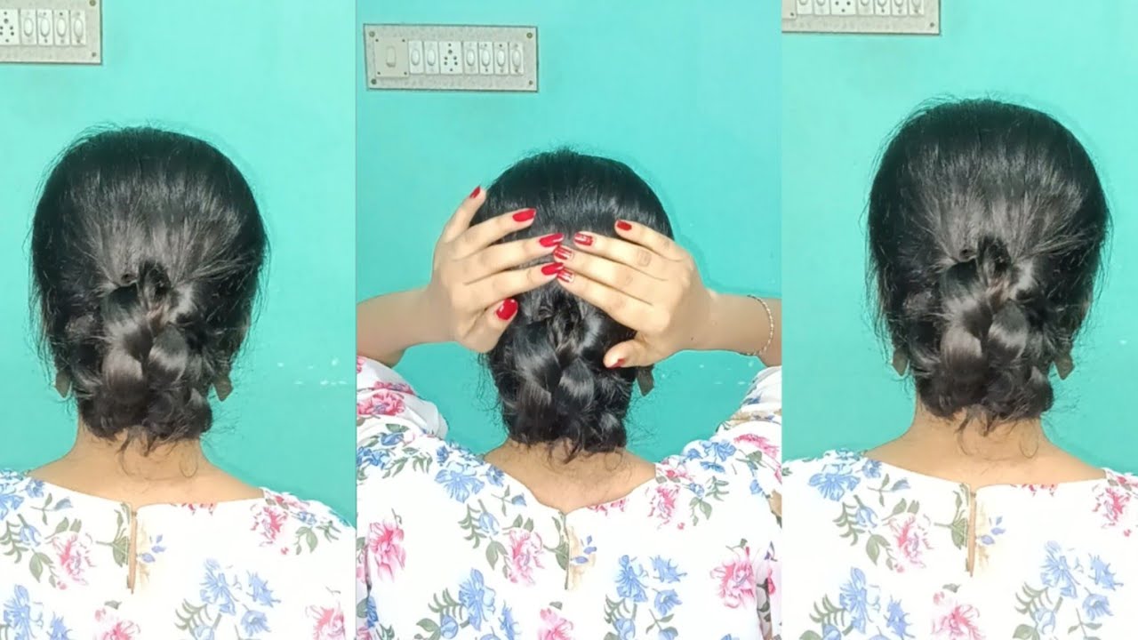 Khopa Hairstyle For Long Hair / Simple Hairstyle For Saree / How To ...