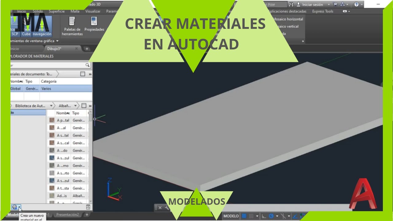 AutoCAD 3D -09- Crear materiales en AutoCAD - YouTube