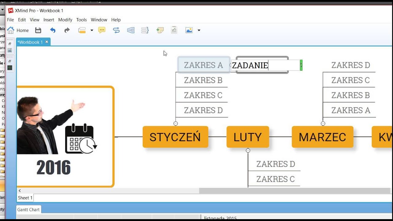 XMind 7 tworzenie osi czasu Timeline - YouTube