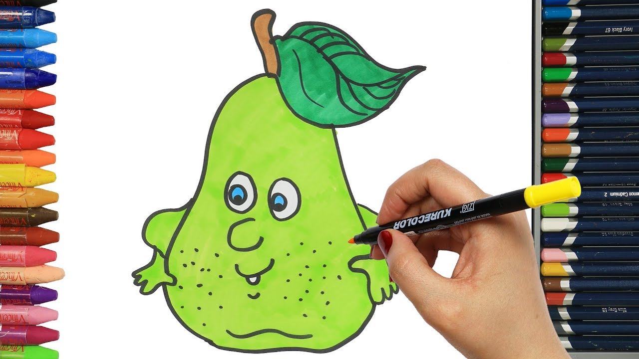 Cómo Dibujar y Colorear pera cara - Draw pear face - Learn Colors - YouTube