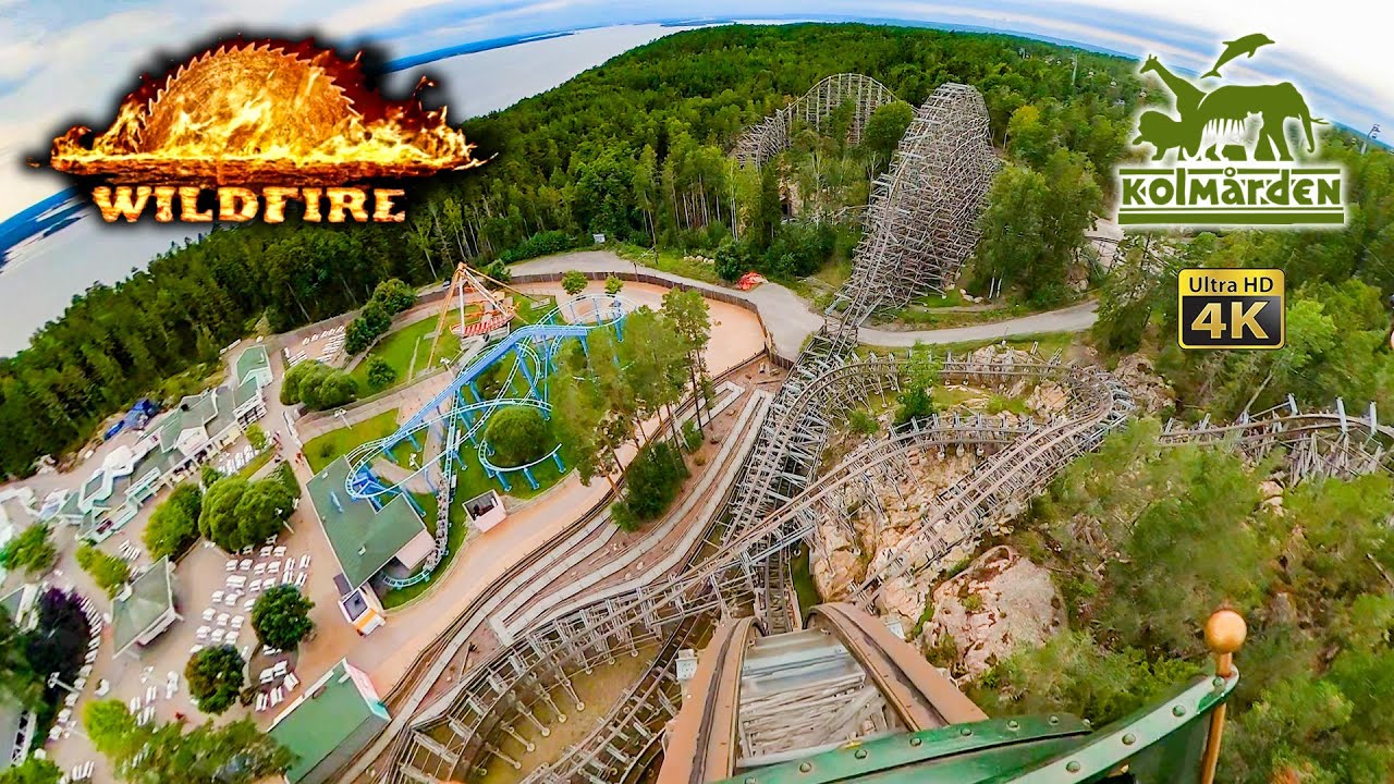 Wildfire Roller Coaster On Ride Front Seat 4K POV Kolmården Wildlife ...