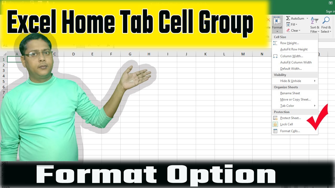 Excel Home Tab Cell Group Format Option | कैसे एक्सेल के फॉर्मेट option ...