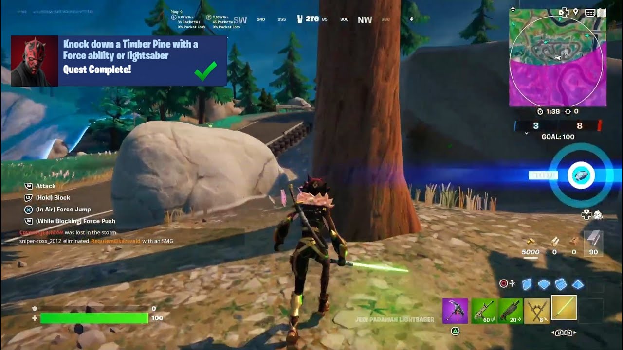 Fortnite - Knock Down A Timber Pine With A Force Ability Or Lightsaber ...