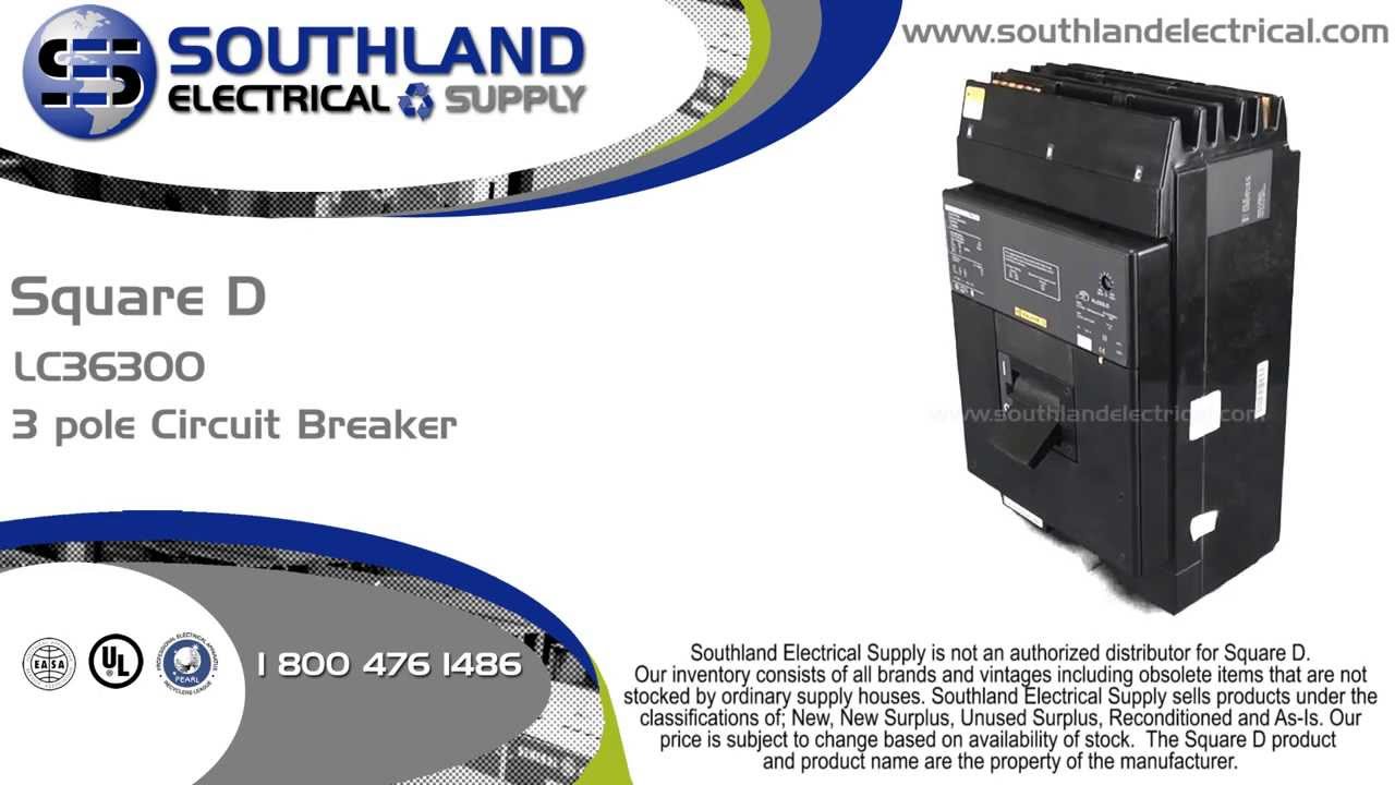 Square D LC36300, 300 Amp, 600 Volt, 3 Pole, I-Line Circuit Breaker ...