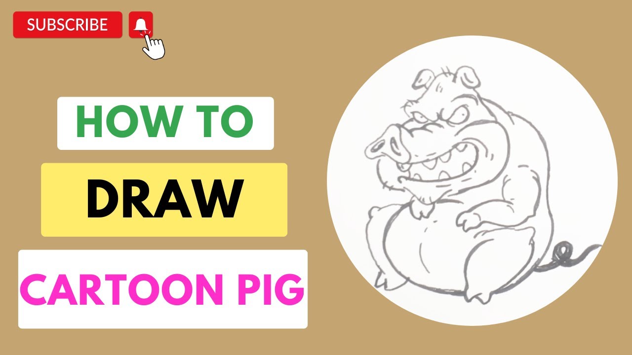 HOW TO DRAW CARTOON PIG - CARTOON PIG DRAWING LESSONS - YouTube