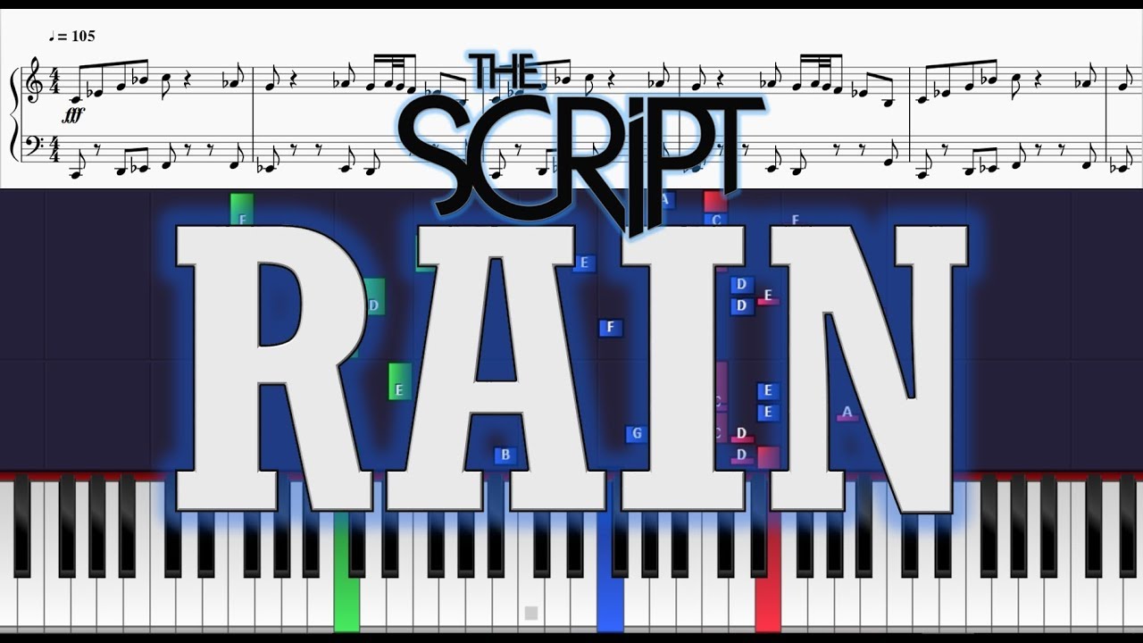 The Script - Rain (Instrumental) - Piano Tutorial w/ Sheets - YouTube