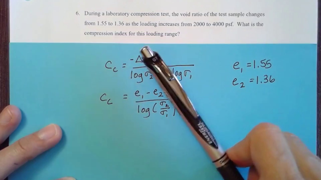 Find Compression Index Given Change In Void Ratio And Stress YouTube find-compression-index-given-change-in-void-ratio-and-stress-youtube