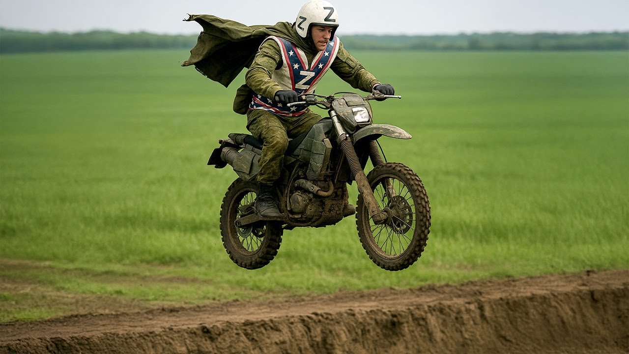 Russian Evel Knievel Attempts Tank Ditch Jump - YouTube