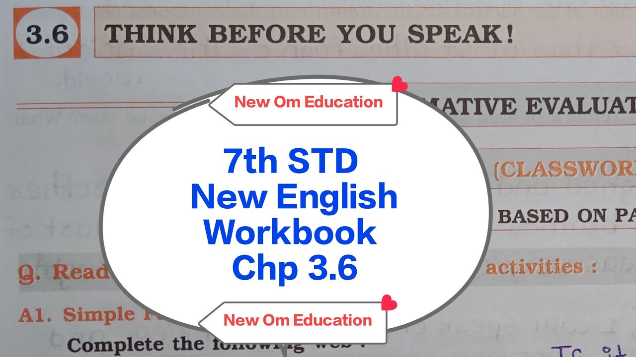 7th STD English Workbook Chp 3.6 Think Before You Speak @OmPrakash ...