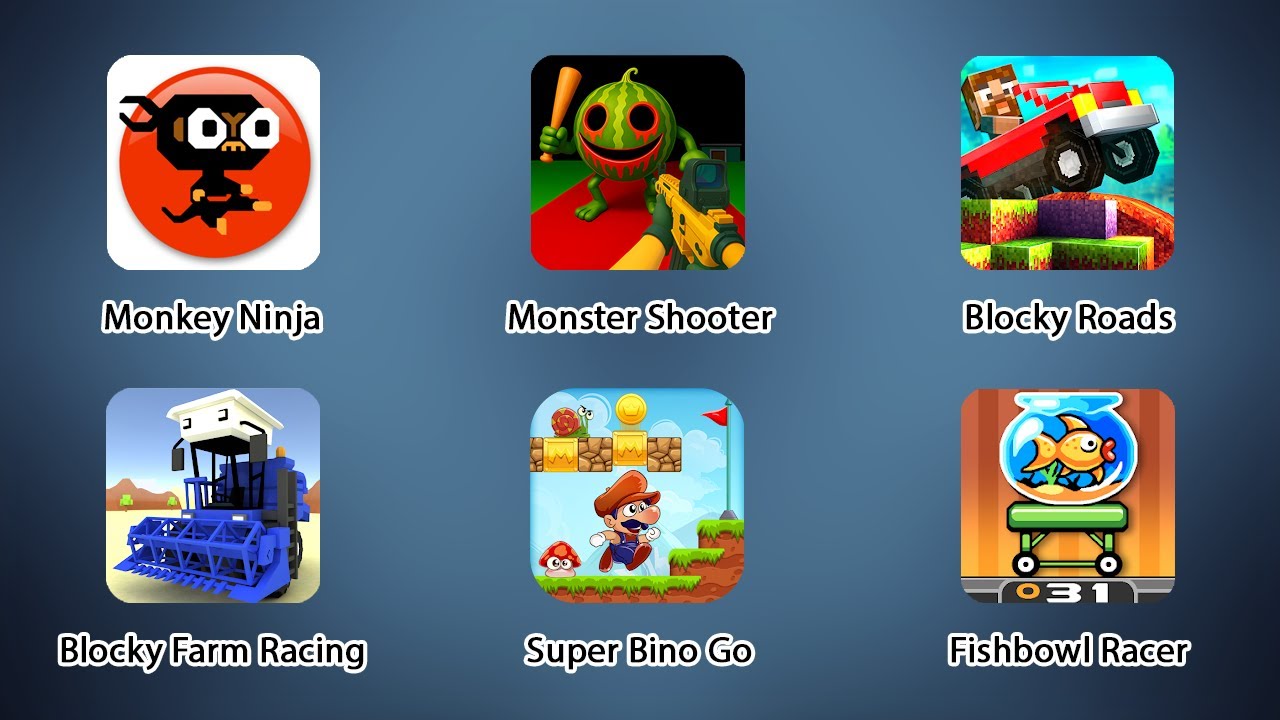 Blocky Roads, Super Bino Go, Monkey Ninja, Monster Shooter, Blocky Farm ...
