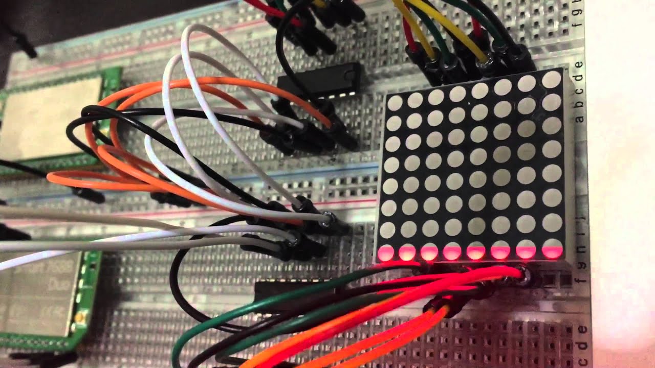 Linkit Smart 7688 Duo + 2 shift register control 8x8 LED Matrix - YouTube