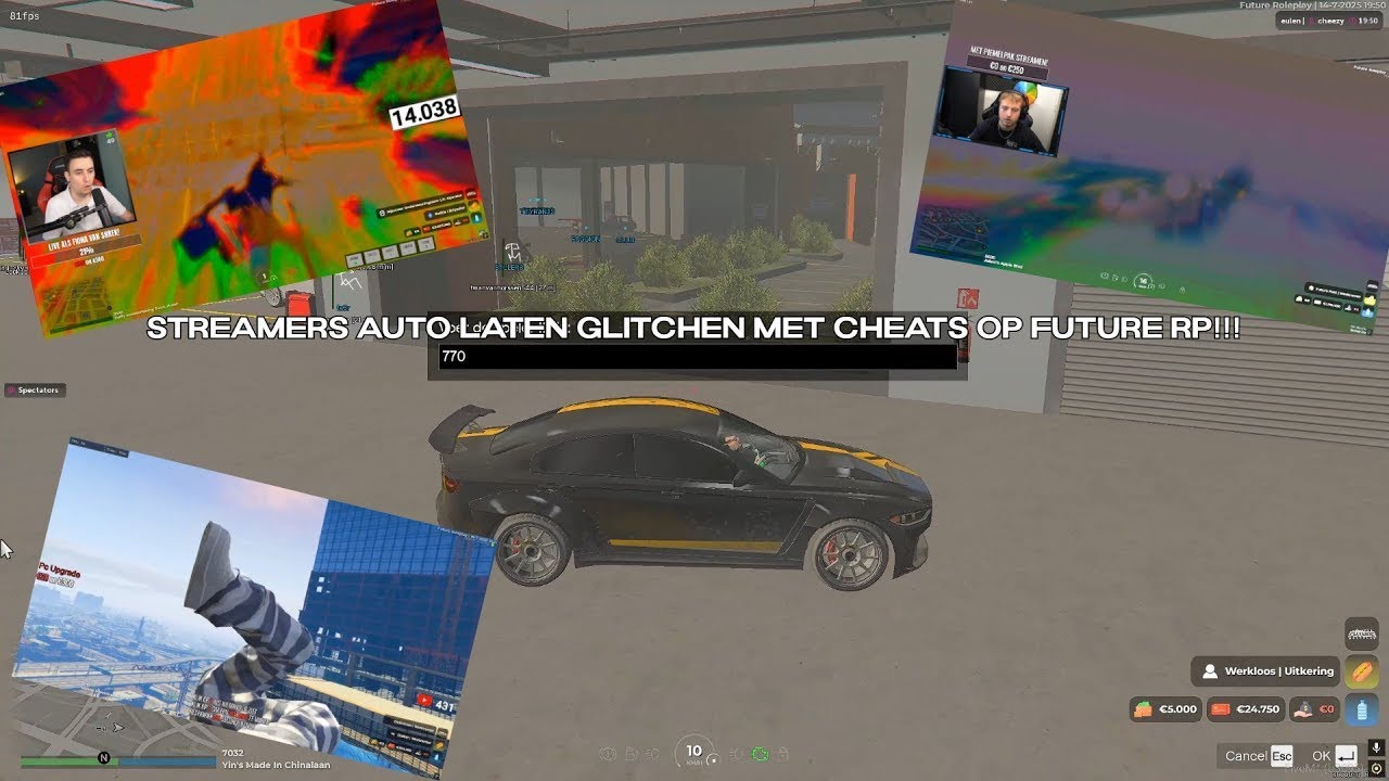 STREAMERS AUTO LATEN GLITCHEN MET CHEATS OP FUTURE RP!!! - YouTube