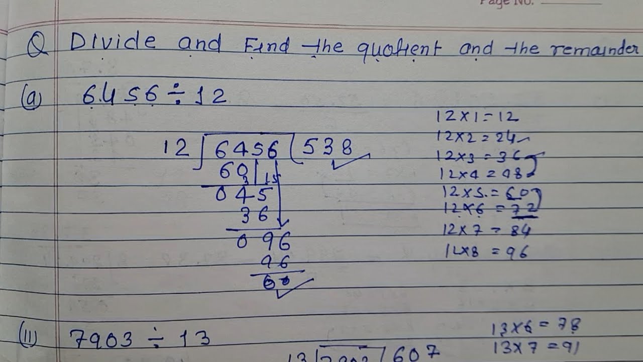 Divide the following | Find the quotient and the remainder - YouTube