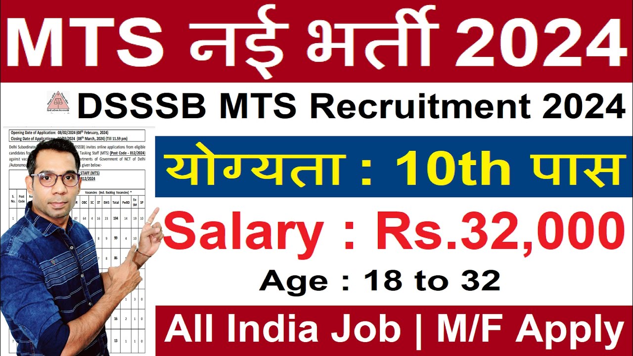 MTS Recruitment 2024 | DSSSB MTS New Vacancy 2024 | Latest Govt Jobs ...