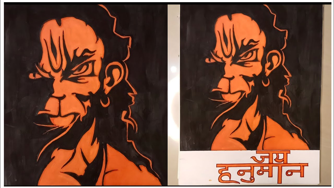 Hanuman Ji Famous Picture Drawing | Angry Face Hanuman Ji Painting ...
