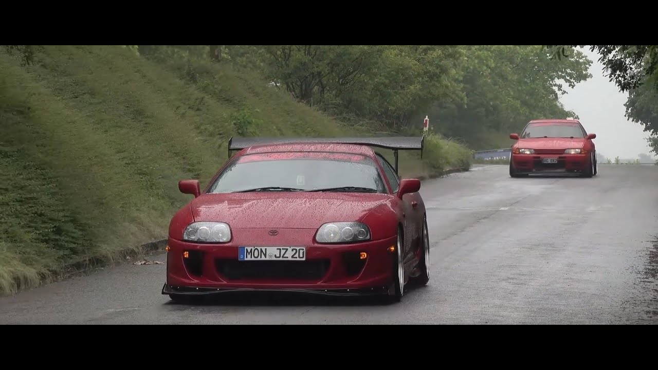 Beautiful JDM's leaving the car meeting (SUPRA MK4,GTR R34,SUBARU,RX7 ...