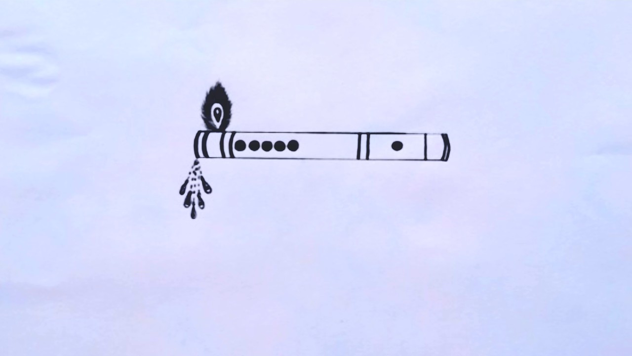 How to Draw Flute Krishna | Krishna Basori | Base Art | বাশিঁ আকাঁর সহজ ...