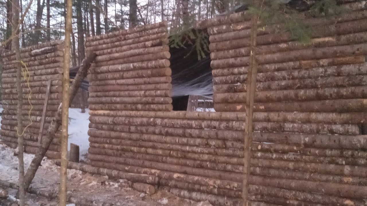 LOG CABIN BUILDING PRACTICE/ FRAMING DOOR AND WINDOW - YouTube