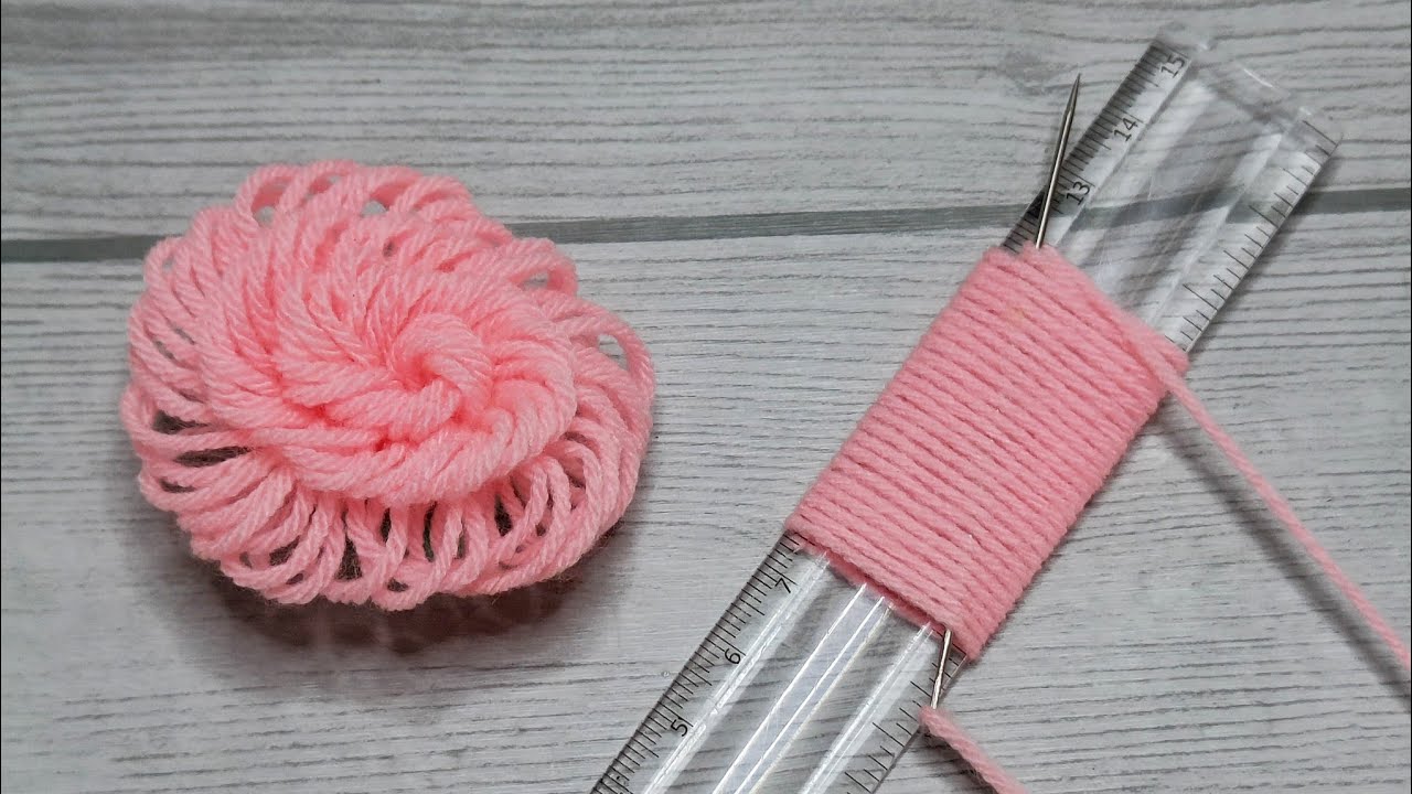Amazing Hand Embroidery Flower making idea | Super easy Woolen Yarn ...