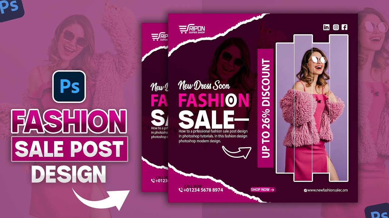 How to Create Professional Fashion Sale Post Design in Adobe Photoshop ...