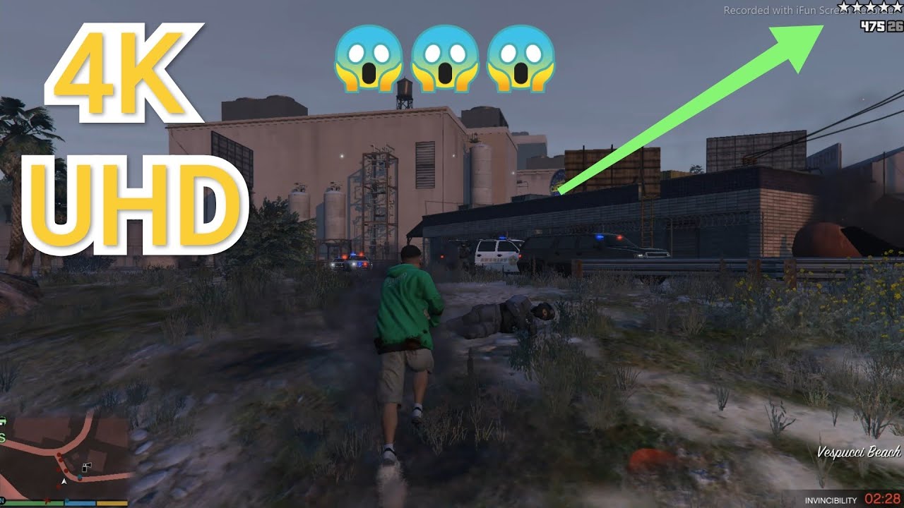 GTA 5 on 5 Star Wanted Level with extra power 4K UHD Graphics gameplay ...