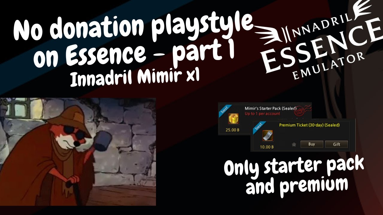 No donation playstyle on Essence - part 1 - Innadril Mimir x1 - YouTube