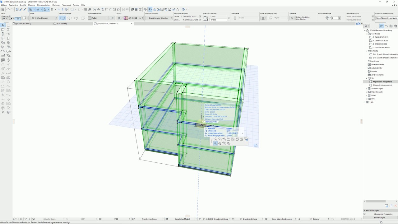 Archicad20 Entwurfsprojekt beginnen EFWHS7 mehrschichtige Bauteile ...