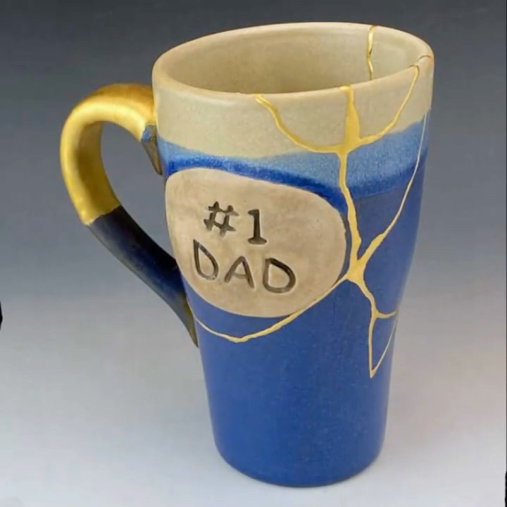 Broken Mug with Missing Handle Gold Kintsugi Repair - Short Version ...