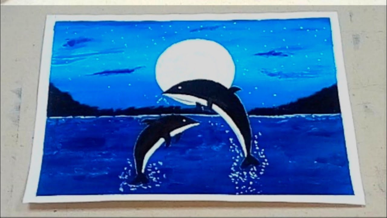 Easy drawing Dolphin moonlight September 11, 2020 - YouTube