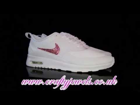Nike Air Max Thea in White with Pink Swarovski Crystals