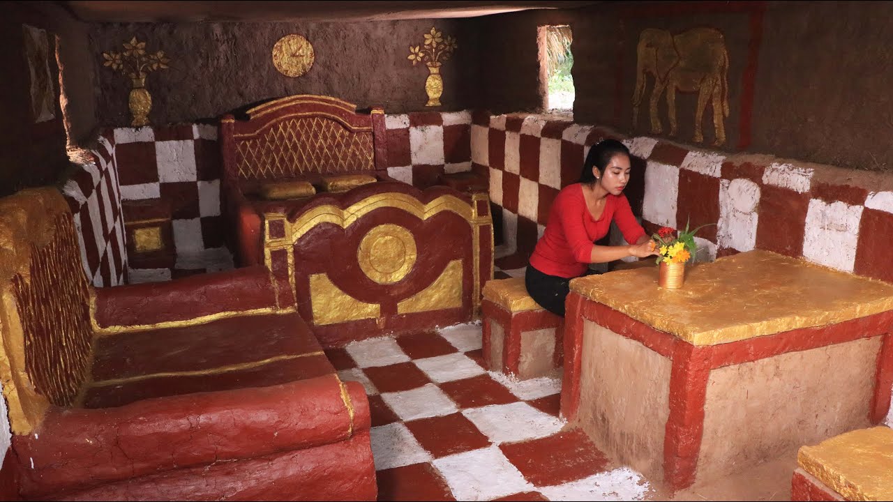 Building The most beautiful interior underground living room part (1 ...
