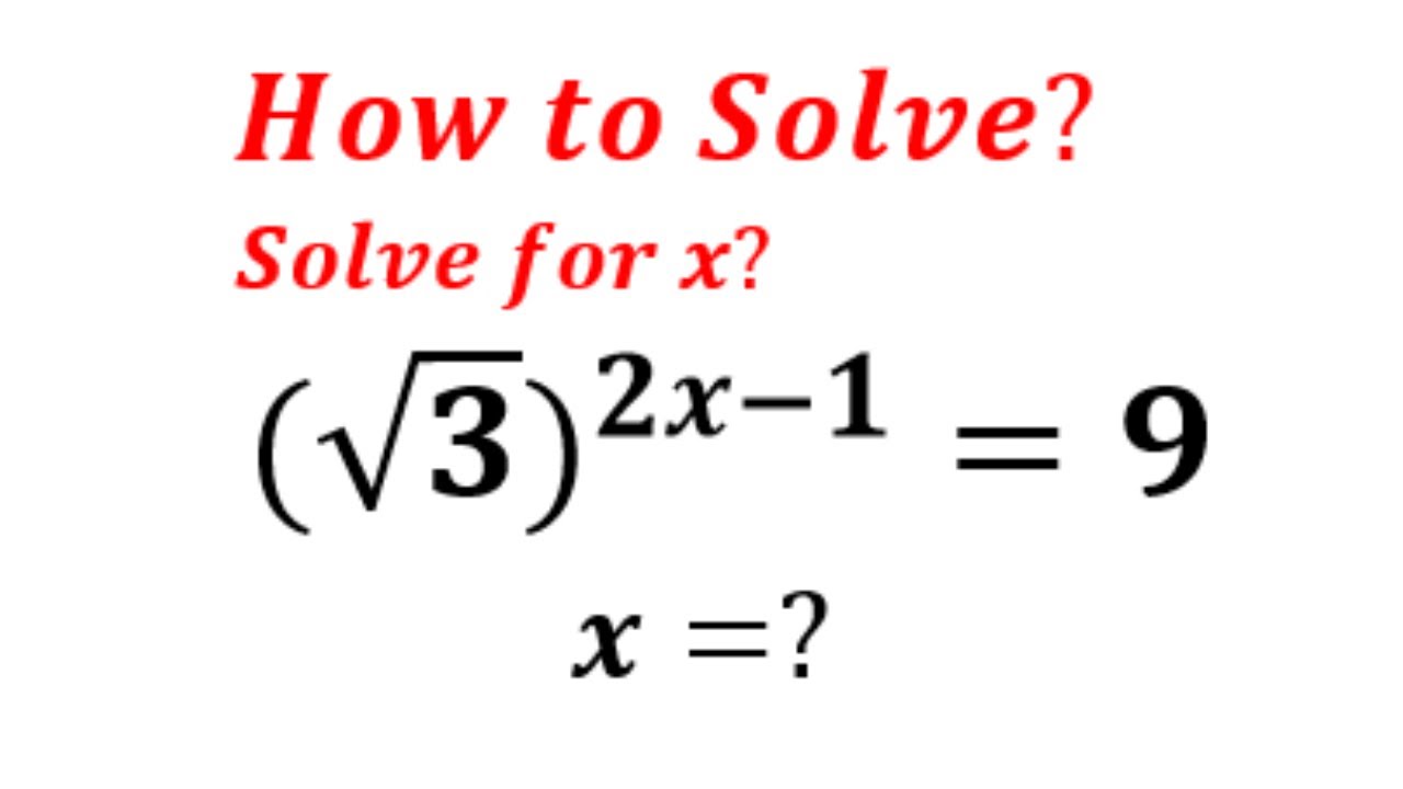 Beautiful Exponential Equation | Solve for x | Nice exponential ...