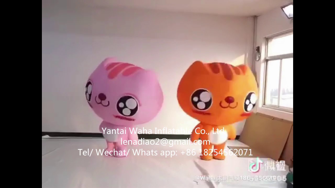inflatable carnival walking cat costume for adults - YouTube