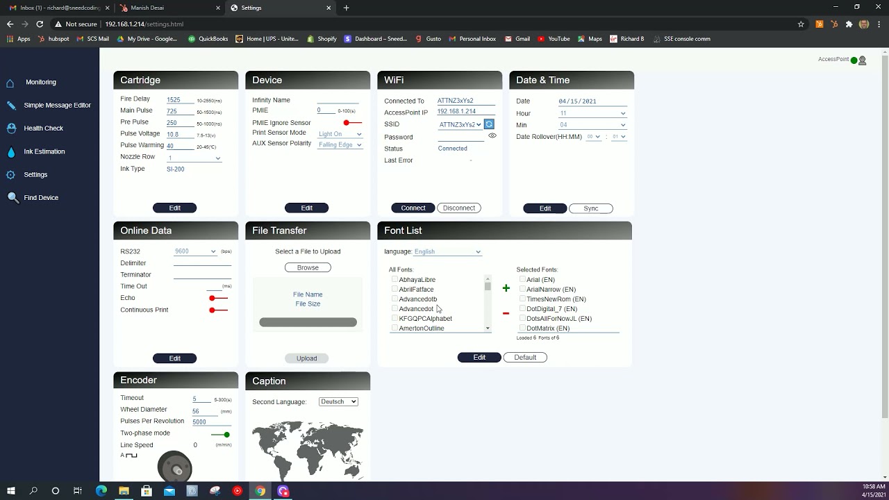 SNEED-JET Infinity Inkjet Printer - How to Change Font Selection - YouTube