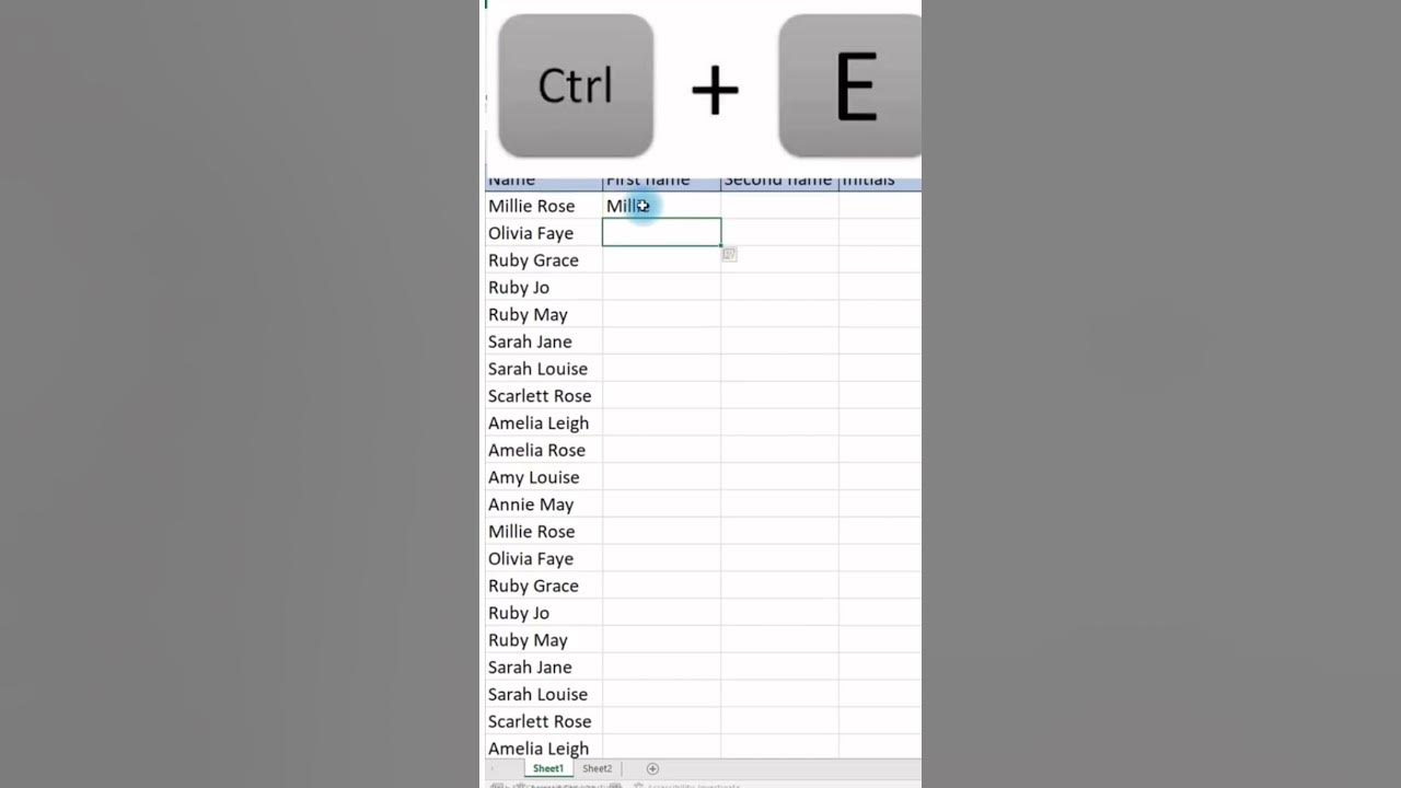 Auto fill using shortcuts Ctrl + E in Excel - YouTube