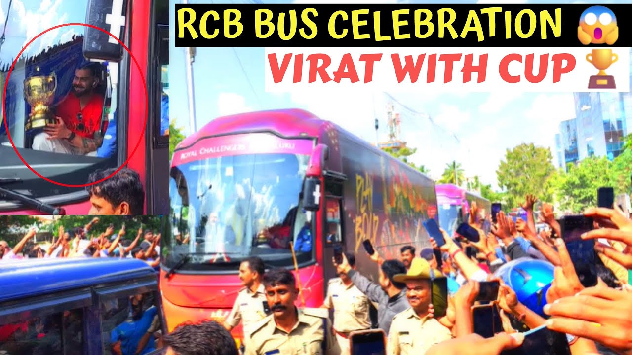 RCB Bus Welcomed Like Rockstars🤩 | Grand Scenes Outside HAL Airport🏆 ...