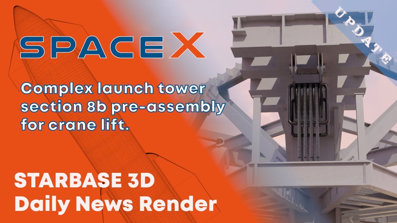 SpaceX complex launch tower section 8b pre-assembly for crane lift ...
