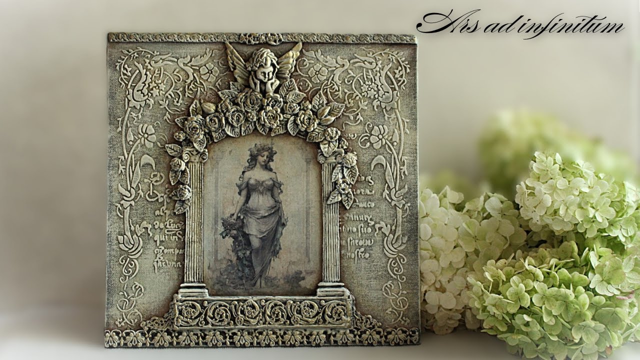 Decoupage on canvas. Antique panel. / Decoupage na płótnie. Antyczny ...