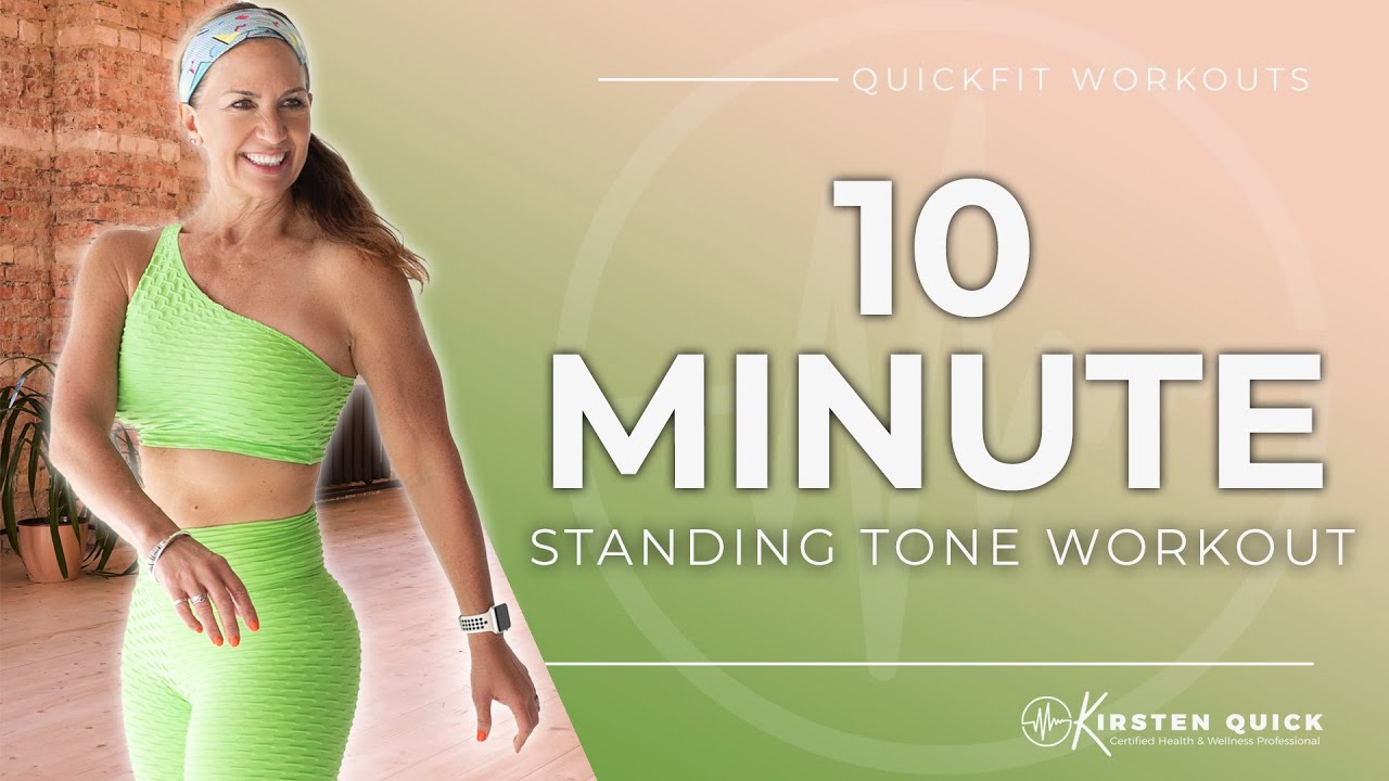 10 Minute STANDING Tone FULL BODY & CORE Workout | Dumbbells | No ...