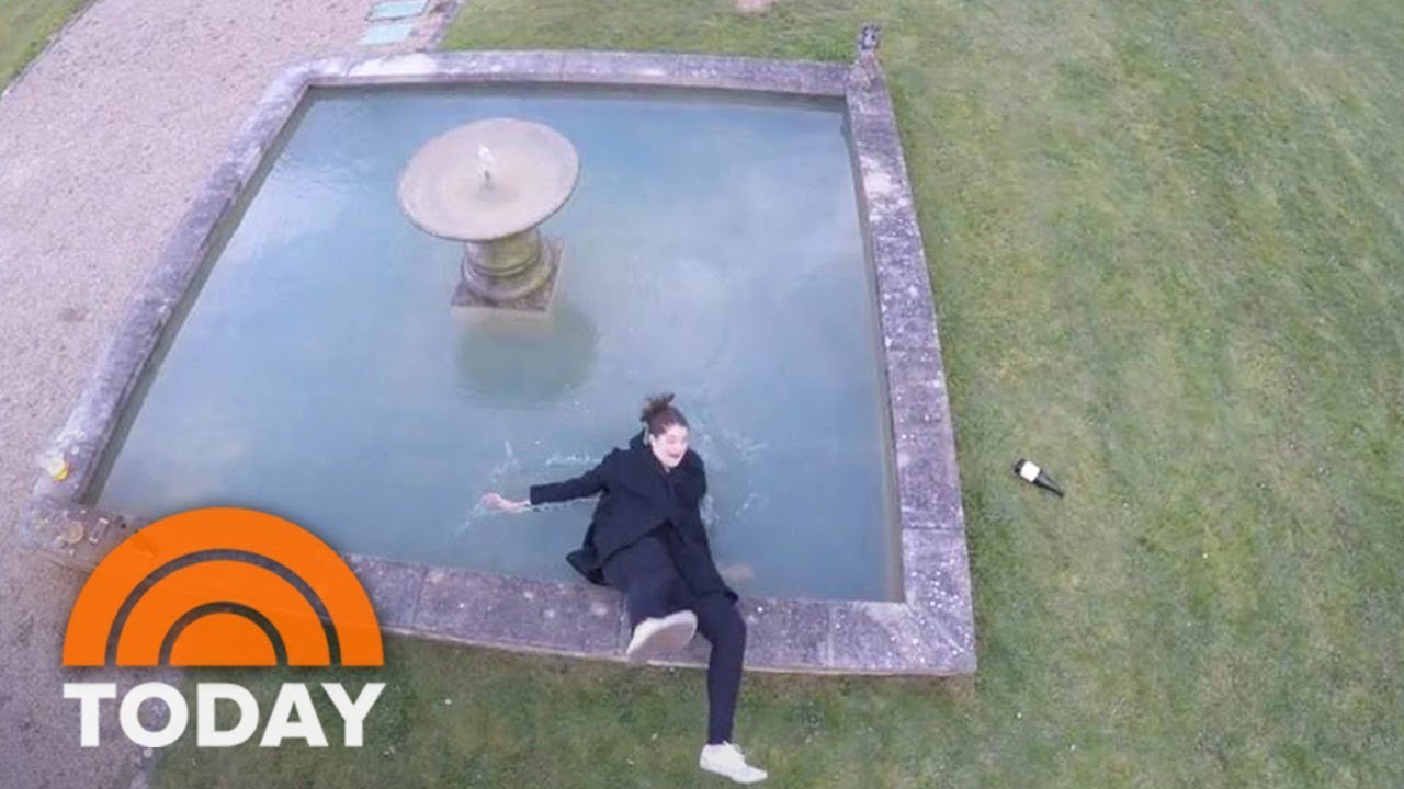 Surprise Plunge! Woman Falls Into Fountain Distracted By Drone | TODAY ...