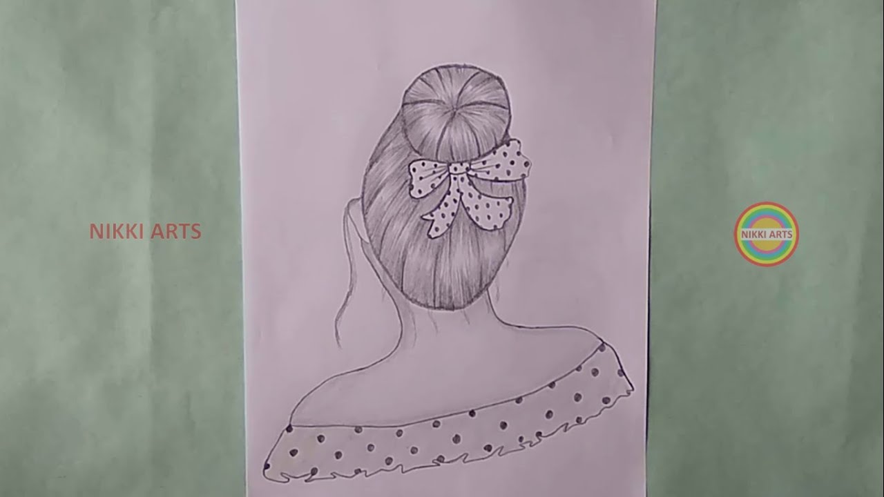 How to draw a girl with bun hair style | pencil sketch - YouTube