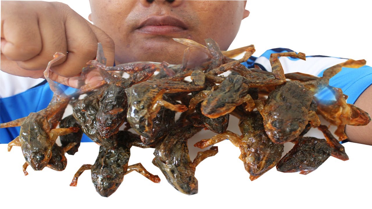 Eating Fried Baby Frogs Show and Eating Sounds - YouTube
