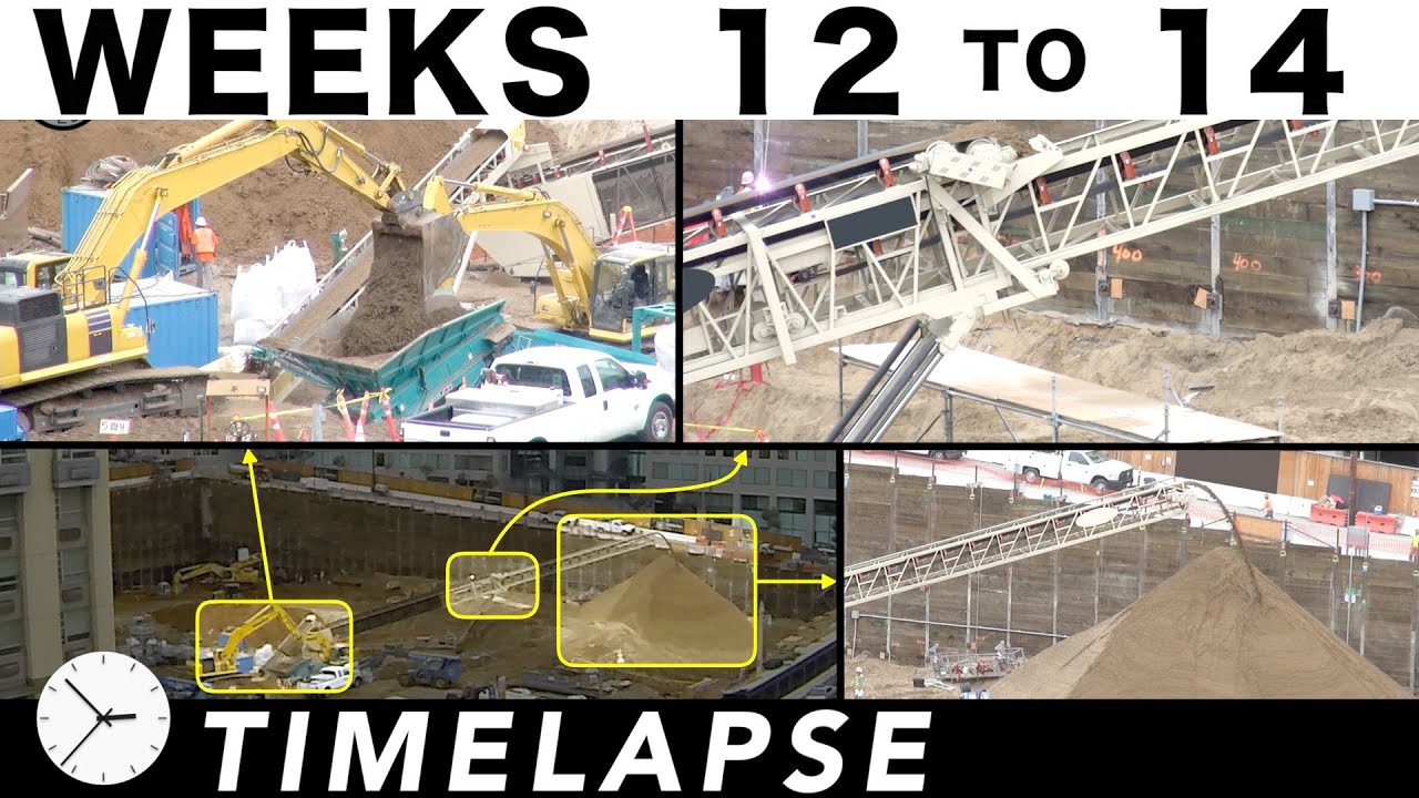 3-week construction time-lapse: Ⓗ Weeks 12 thru 14: Excavation ...