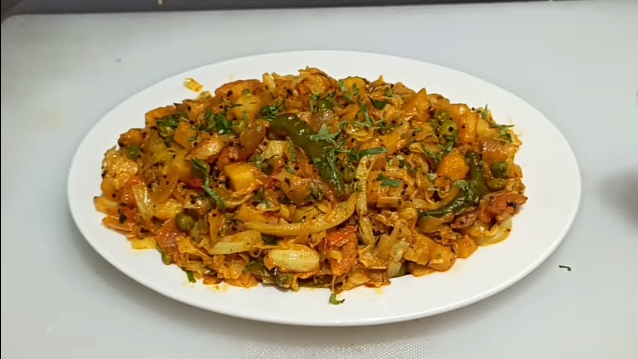 allu patta gabhi baji/potato cabbage fry simple village style - YouTube