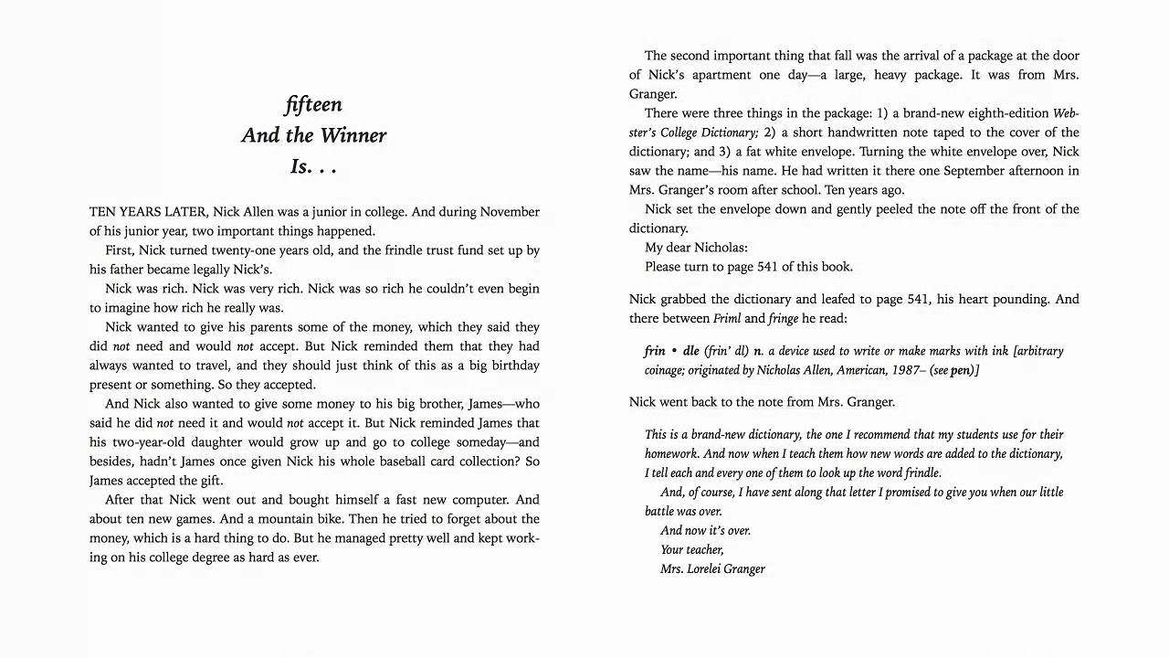 Frindle Chapter 15 - YouTube