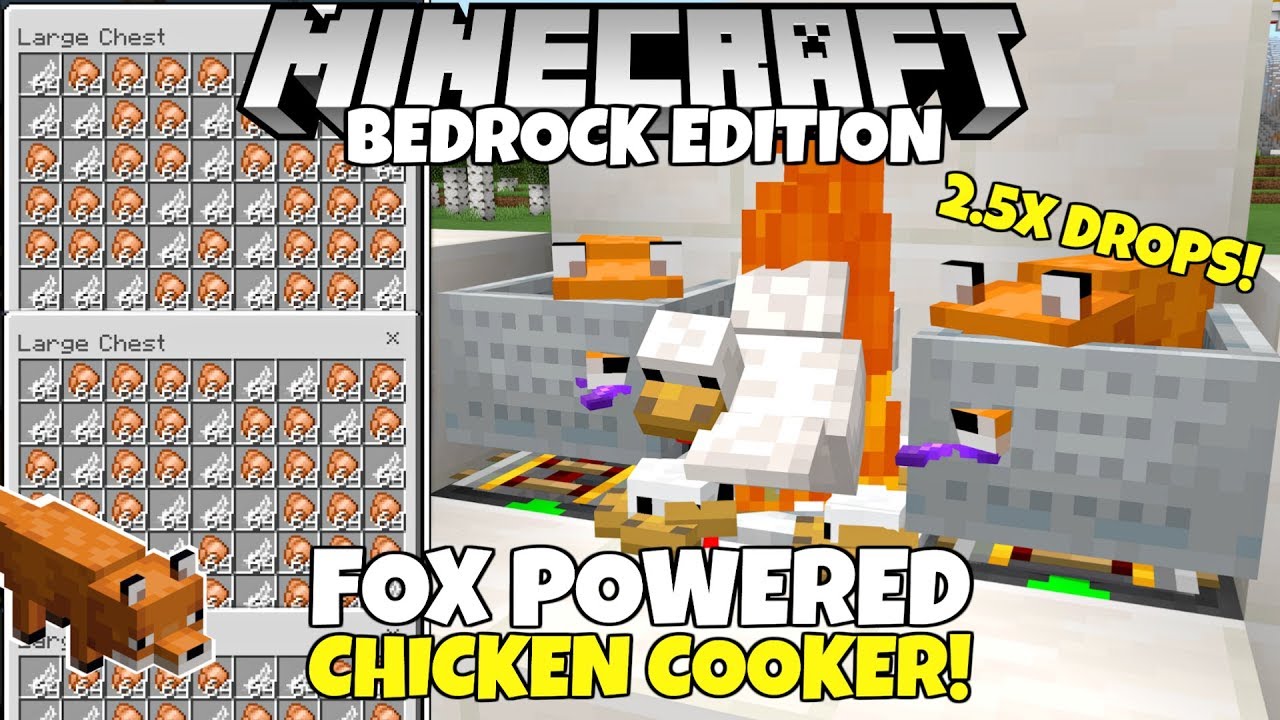 Minecraft Bedrock: Fox Powered CHICKEN COOKER! 2.5x Efficiency! MCPE ...