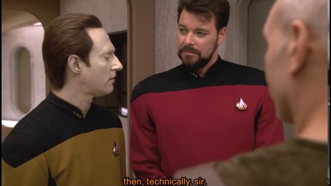 Data takes Riker to the brig - YouTube