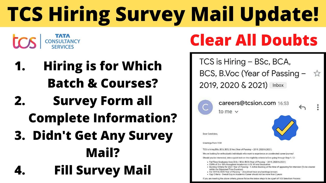 TCS Hiring Survey Mail Update! | How to Fill Survey Form | All other ...
