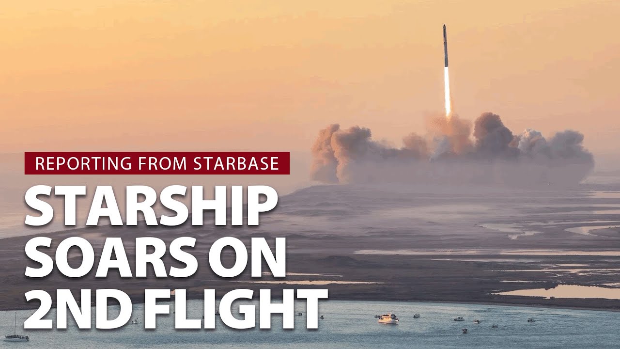 SpaceX launches Starship on second integrated flight test - YouTube