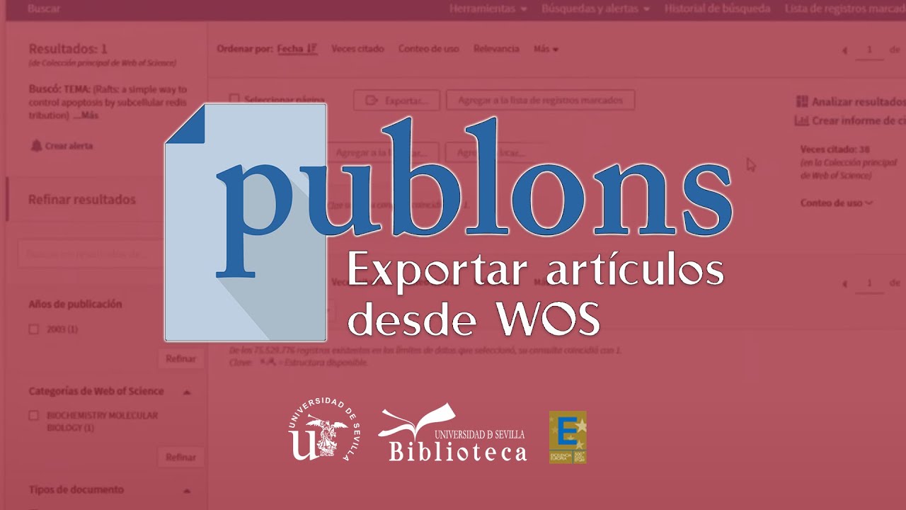 Publons: exportar artículos desde WOS - YouTube
